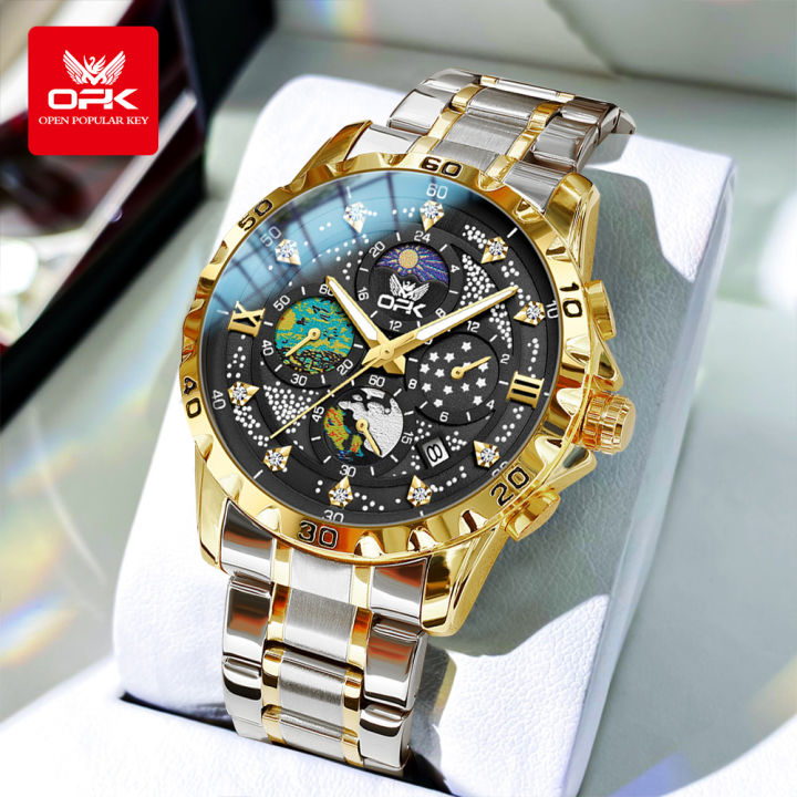 OPK Watches For Men Original Fashion Luxury Exquisite Diamond Dial ...