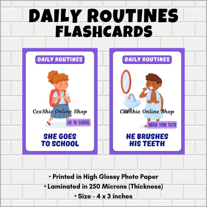 DAILY ROUTINES FLASHCARDS FOR KIDS | LAMINATED EDUCATIONAL GOOD HABITS ...