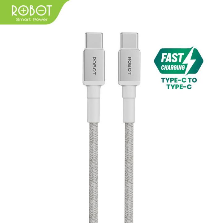 KABEL DATA TYPE C TO TYPE C 60W QUICK CHARGING 2.4A 120CM ROBOT RSCC120 ...