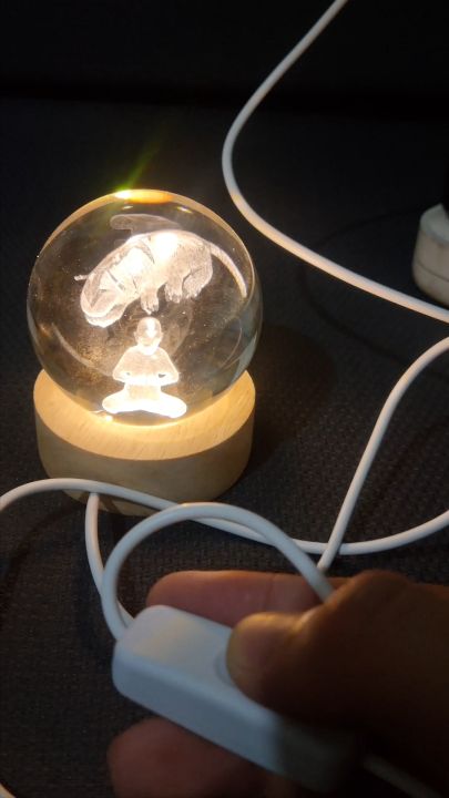 Avatar The Last Airbender Aang and Appa 6cm Crystal Ball with LED Light ...