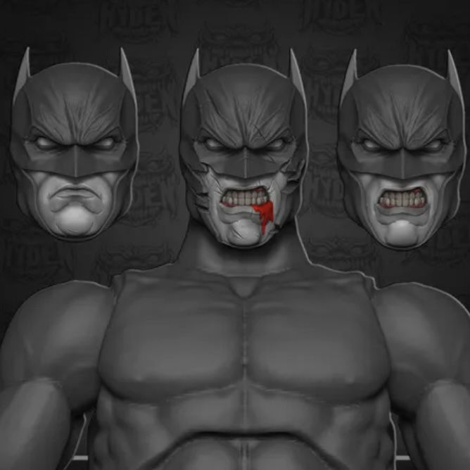 1/12 DC Batman Bruce Wayne War Worn Dark Knight Mafex McFarlane Head ...