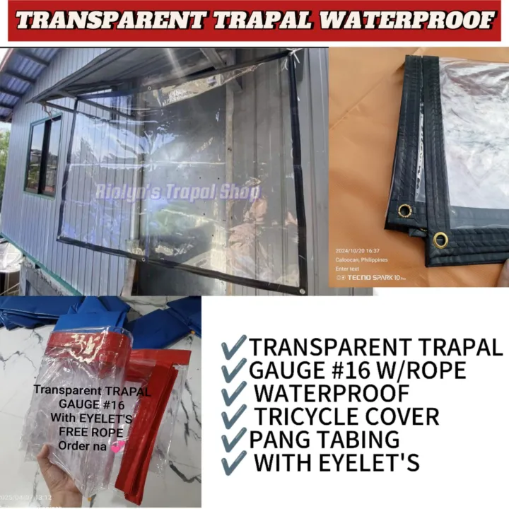 TRYCICLE COVER TRANSPARENT TRAPAL GAUGE #16 pang Harap Gilid pang Likod ...