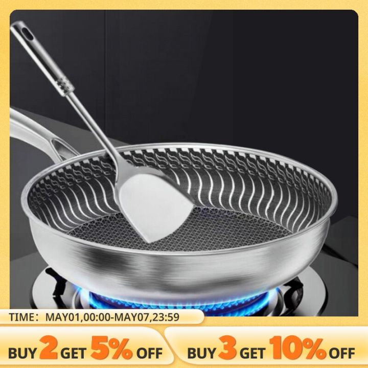 Whole Body Tri-Ply Stainless Steel Frying Pan 316 Stainless Steel Wok ...