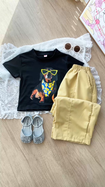 Wonderlandkids Girls Suits Fashion Korean Short-sleeve Shirt And Cargo ...