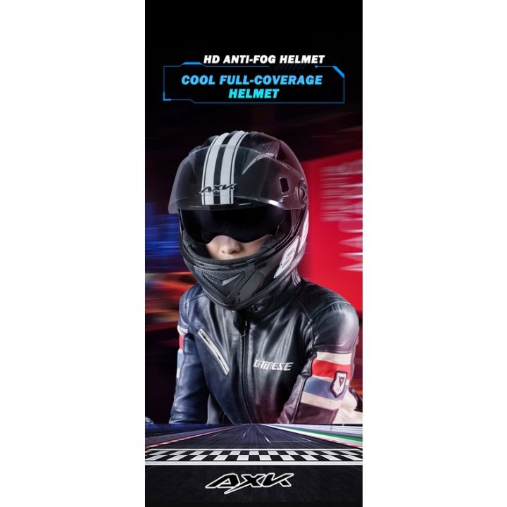 AXK 557 Double Mirror Helmet Motorcycle Full Face Anti-Scratch And Wind ...
