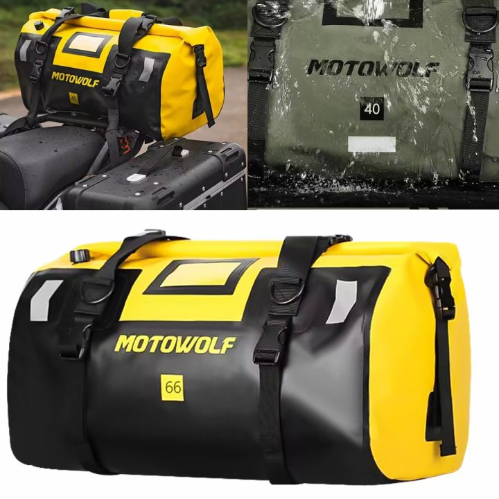 Motorcycle Waterproof Tail Bag Travel Outdoor Dry Luggage Roll Pack Bag ...