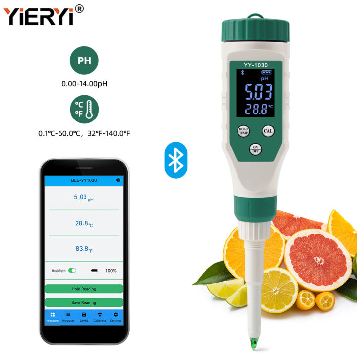 Yieryi Bluetooth pH Meter High Accuracy pH Tester with ATC for Food ...