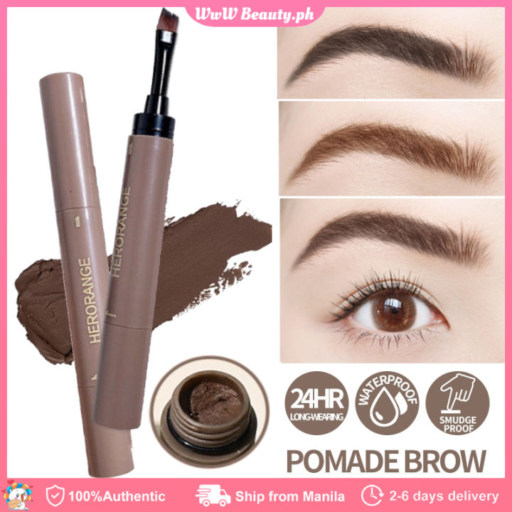 Double-end Eyebrow Cream Gel With Brush 2 IN 1 Pomade Brow Pencil Long ...