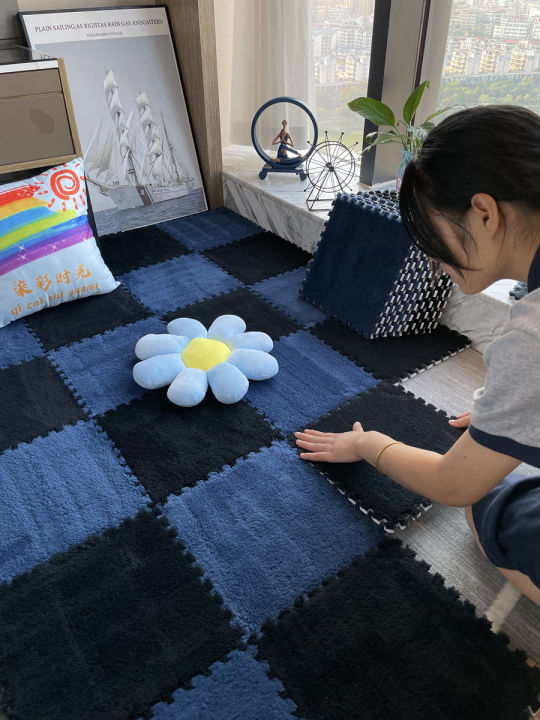 Pile Floor Covering Bedroom Splicing Blocks Thickened Floor Mat Living ...