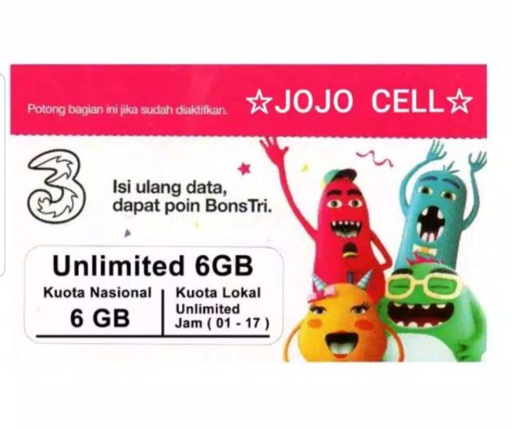 TRI THREE UNLIMITED 6GB | Lazada Indonesia