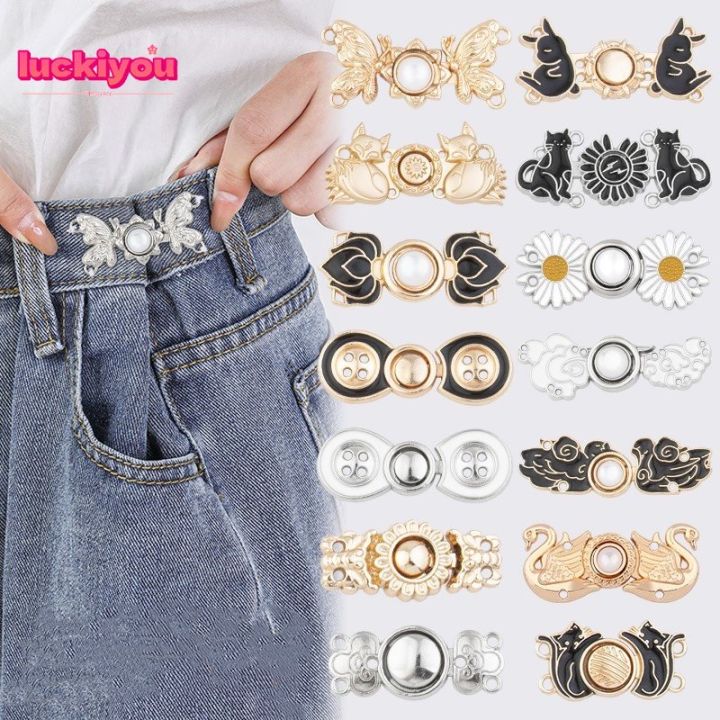 【Luckiyou】Sewing-free Metal Button Trendy Retro Adjustable Jeans Waist ...
