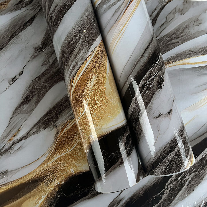 Black Gold Marble Pattern Self-adhesive Wallpaper Kitchen Oil Proof ...