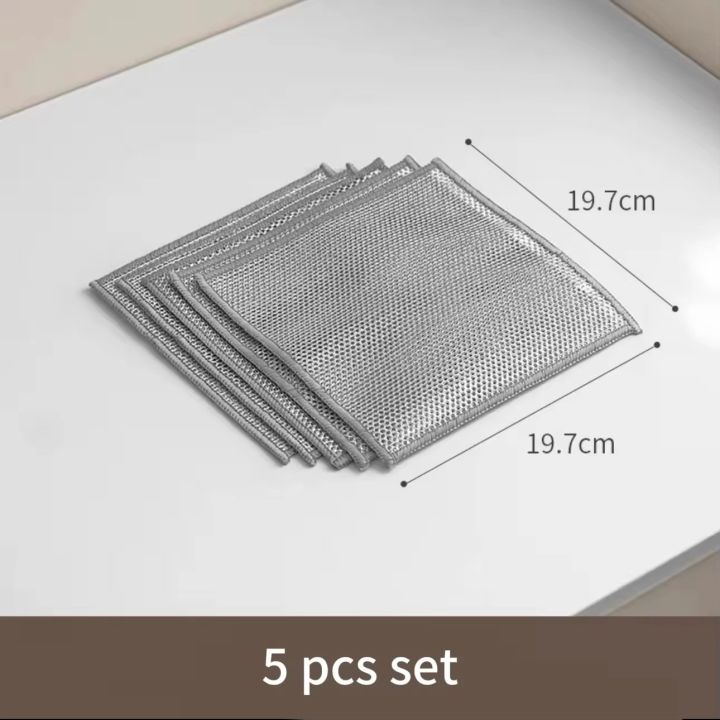 Steel Wire Dishcloth Kitchen Cleaning Rag Easy to Clean Dishes ...