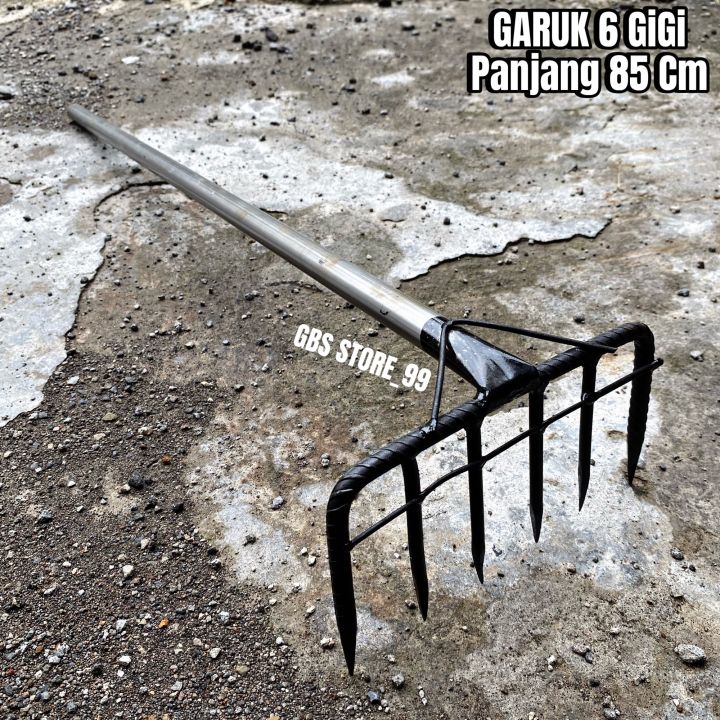Garukan sampah full besi 6 Gigi- Garukan berkebun membersihkan daun ...