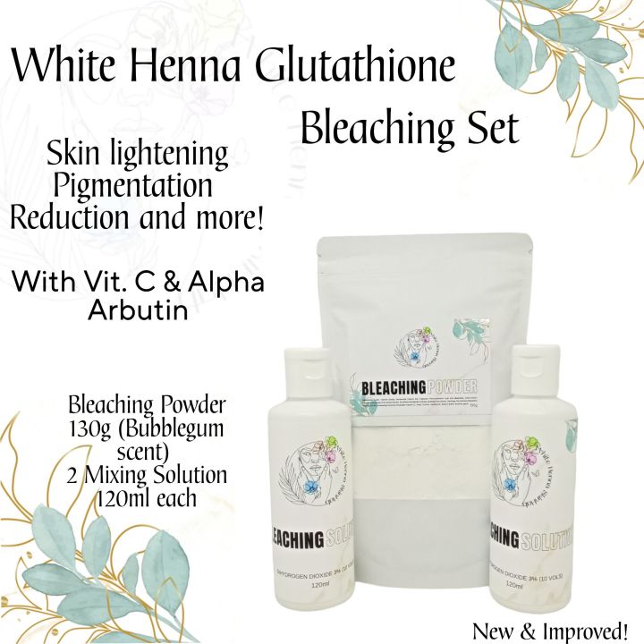 White Henna Glutathione Bleaching Set with Vit. C & Alpha Arbutin Skin ...