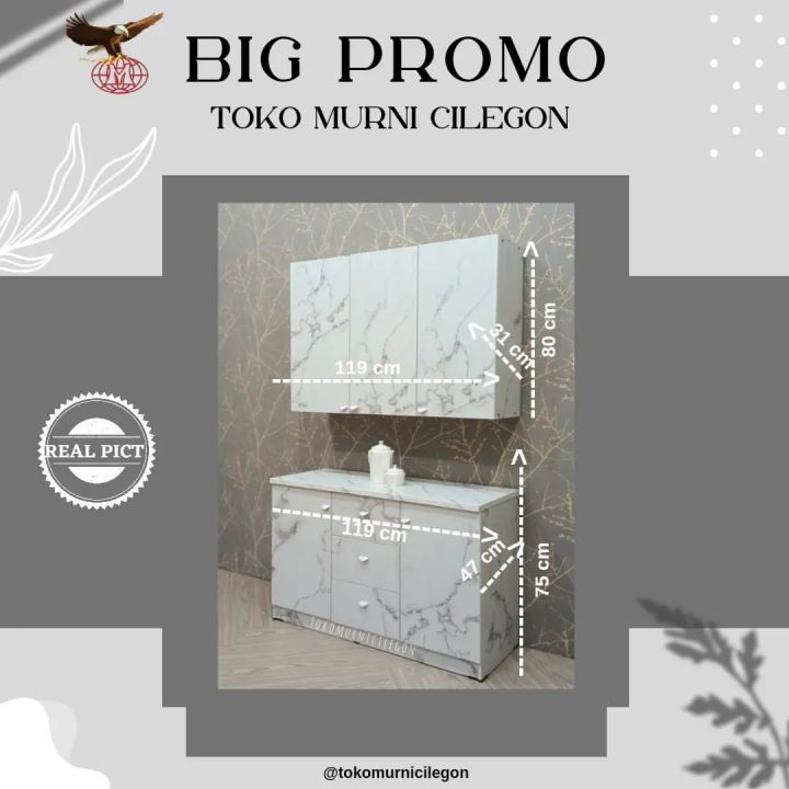 1 Set Kitchen Set 3 Pintu Motif Marmer Full Hambalan (Free Ongkir ...