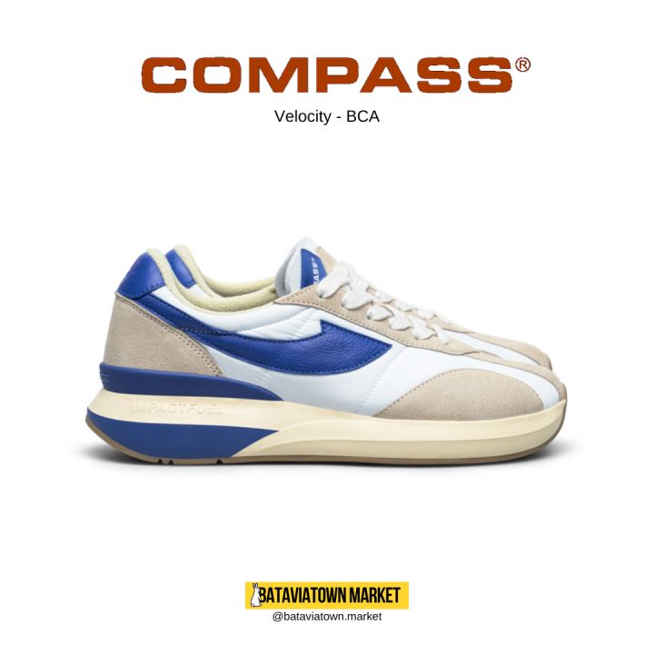 [Official Product] Sepatu Compass Velocity BCA - White Blue | Lazada ...