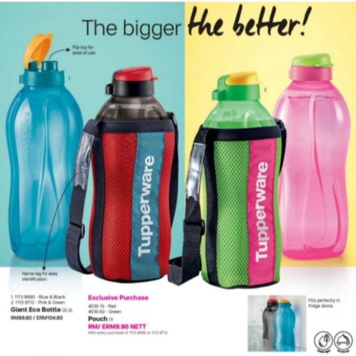 Tupperware New Giant Eco Bottle 2.0L / Botol air/ Drinking Bottle ...