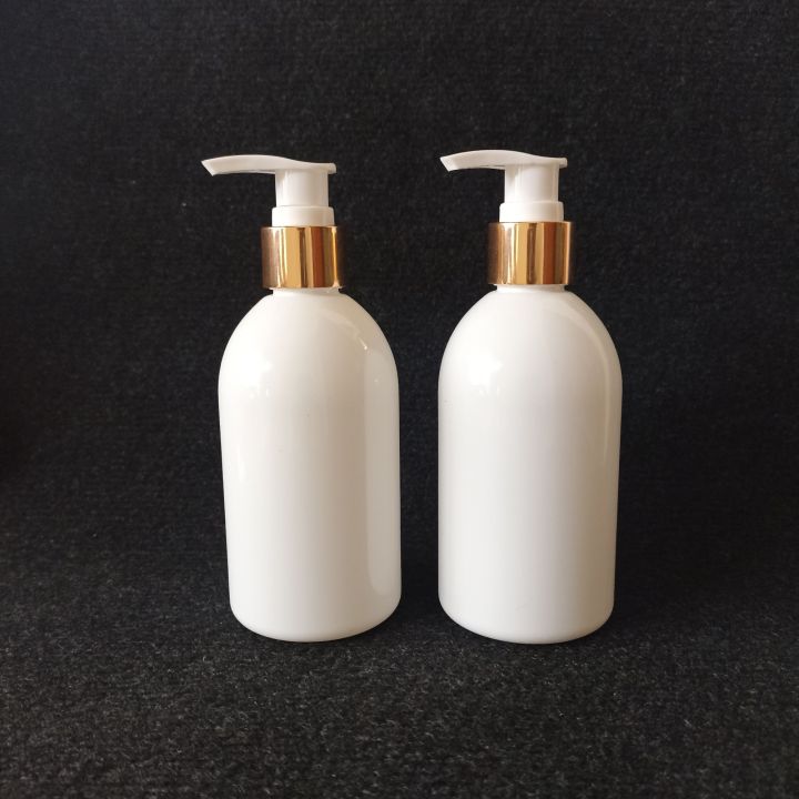 BOTOL OVAL 250 ML PUTIH TEBAL PUMP LOTION GOLD/ BOTOL ISI ULANG SABUN CAIR BOTLE AESTHETIC ...
