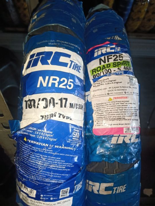 PAKET BAN LUAR MOTOR MERK IRC UKURAN 80/100-17 NF 25 & 100/90-17 NR 25 ...