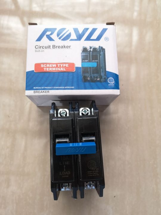 royu mini circuit breaker bolt on type screw type teminal 2 polt 15a ...