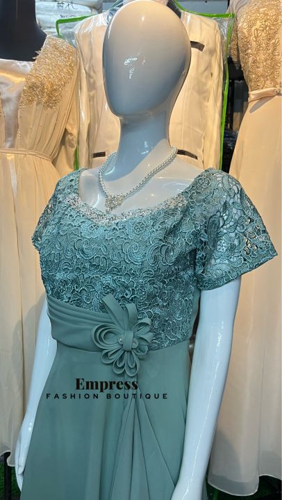 Modern Long Gown Chiffon W/ Overlap Design ( Sage Green ) “ LAWIT ...