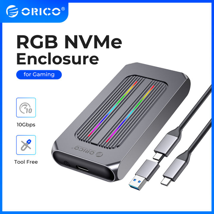 ORICO Gaming RGB M.2 SSD Enclosure 10Gbps M2 NVMe SSD Case All Aluminum ...