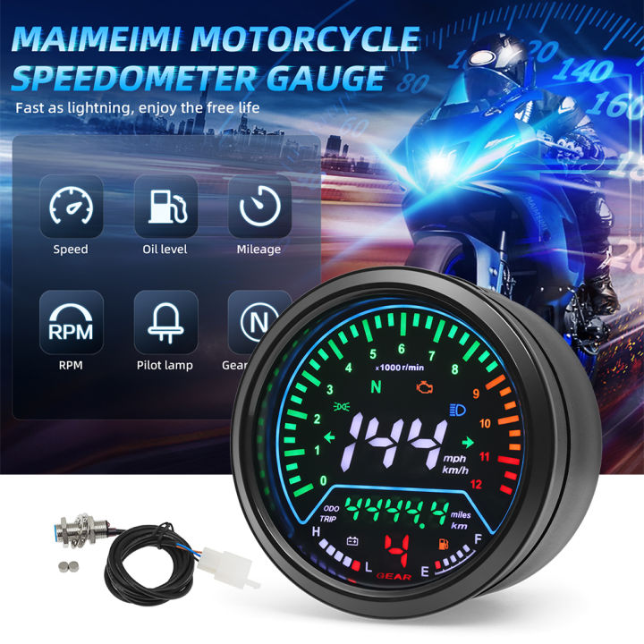 Motorcycle RPM Speed Speedometer Moto Digital Instrument Panel Voltage ...
