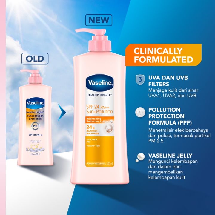VASELINE Hand Body Lotion SPF24 PA++ Sun Pollution 400ml / Pelembab ...