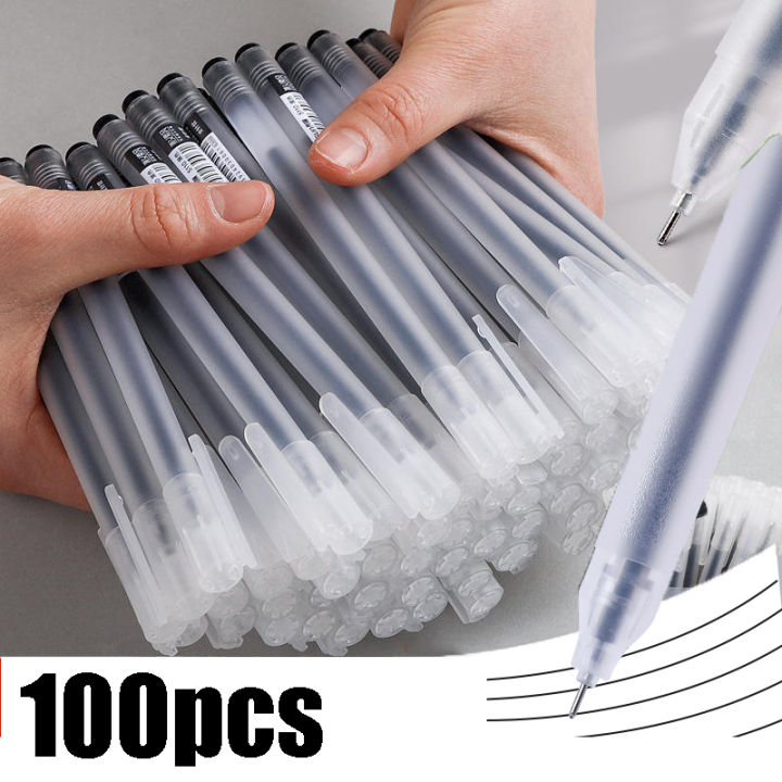 1-100pcs MUJI Style Ballpen Set Gel Pen - Black Ball Pen Students Sign ...