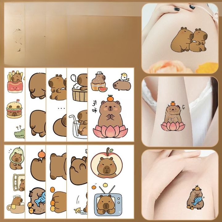 Cute Cartoon Capybara Tattoo Stickers Waterproof Arm Decorations Water ...