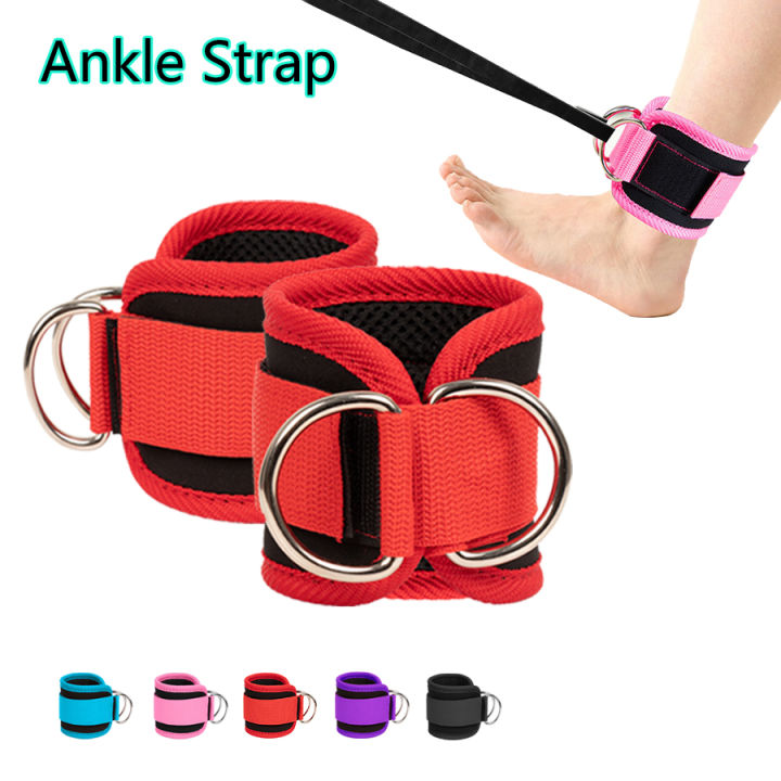 Fitness Ankle Straps Adjustable D-Ring Support Cuffs Gym Leg Strength ...