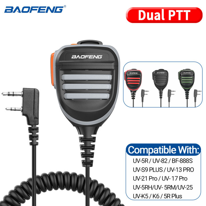 Baofeng BF-780 Dual PTT Remote Shoulder Walkie Talkie Speaker ...