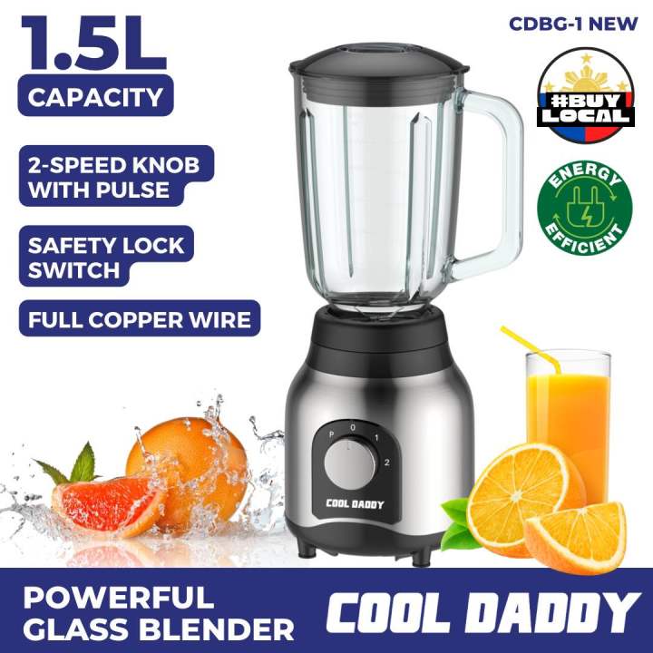 Cool Daddy by Tough Mama CDBG-1 New Glass Blender Stainless Steel Body Powerful Motor 1.5L Jar ...