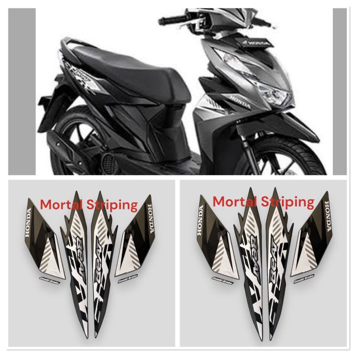 STIKER STRIPING LIS BODY HONDA BEAT FI CBS 2023 HITAM ABU STANDAR ...