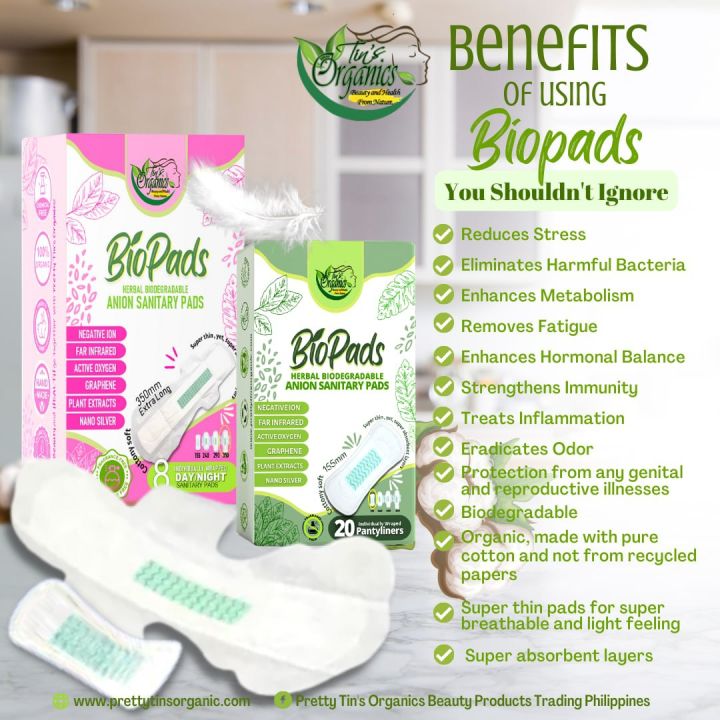 BioPads Herbal Biodegradable Anion Sanitary Pads & Pantyliners | Lazada PH