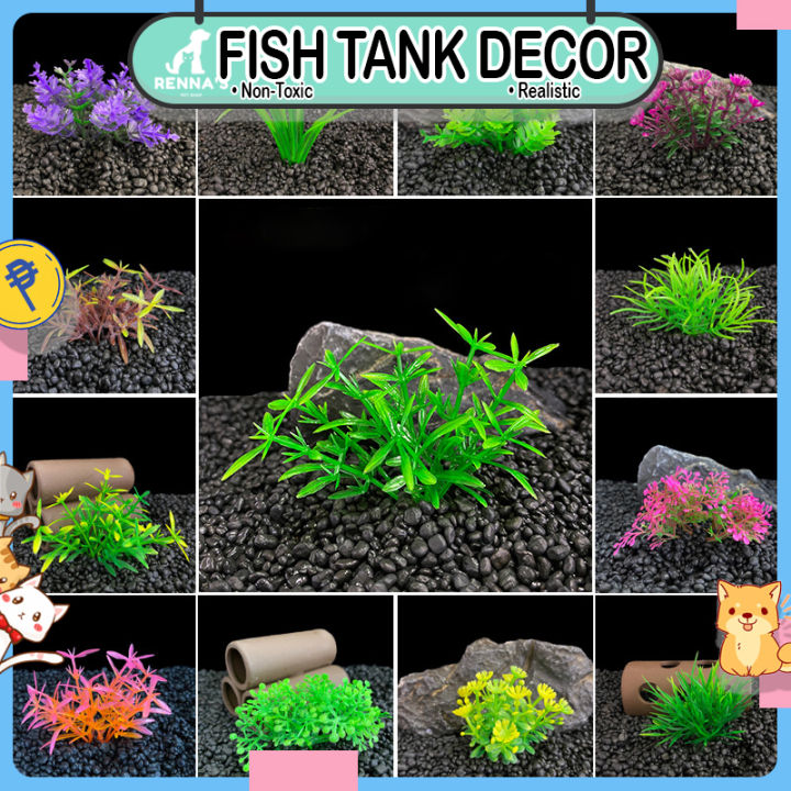 Renna's Aquarium Decor Fish Tank Decor Plastic Fake Flower Fish Decor ...
