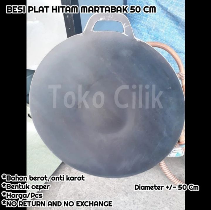 besi plat hitam bulat 50 cm panggangan grill roti martabak teppanyaki ...