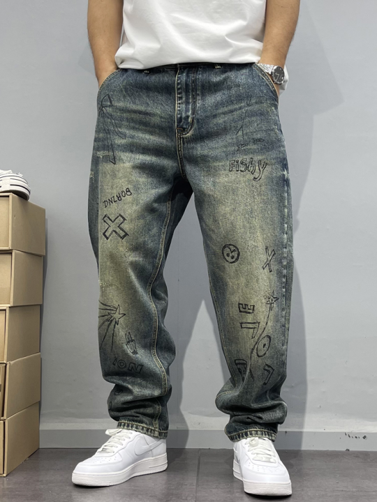 Retro Nam Phong Cách Nhật Bản Quần Jean Rộng Rãi Phù Hợp Với Chân Thẳng ...