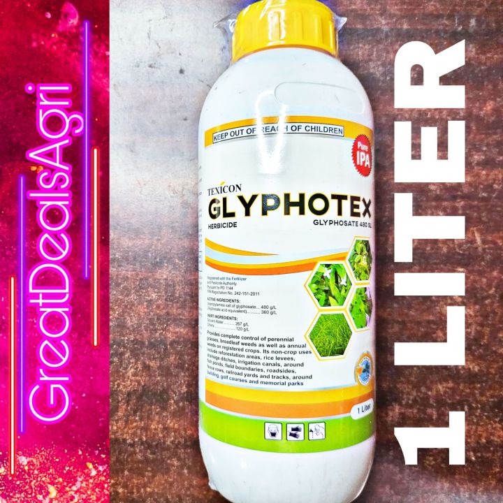 GLYPHOTEX 480 SL (1 LITER BOTTLE) GRASS KILLER GLYPHOSATE HERBICIDE ...