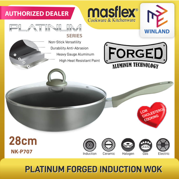 Masflex by Winland Platinum Series Wok Pan Induction w/ 3 Layer Non Stick Coating 28cm NK-P707 ...