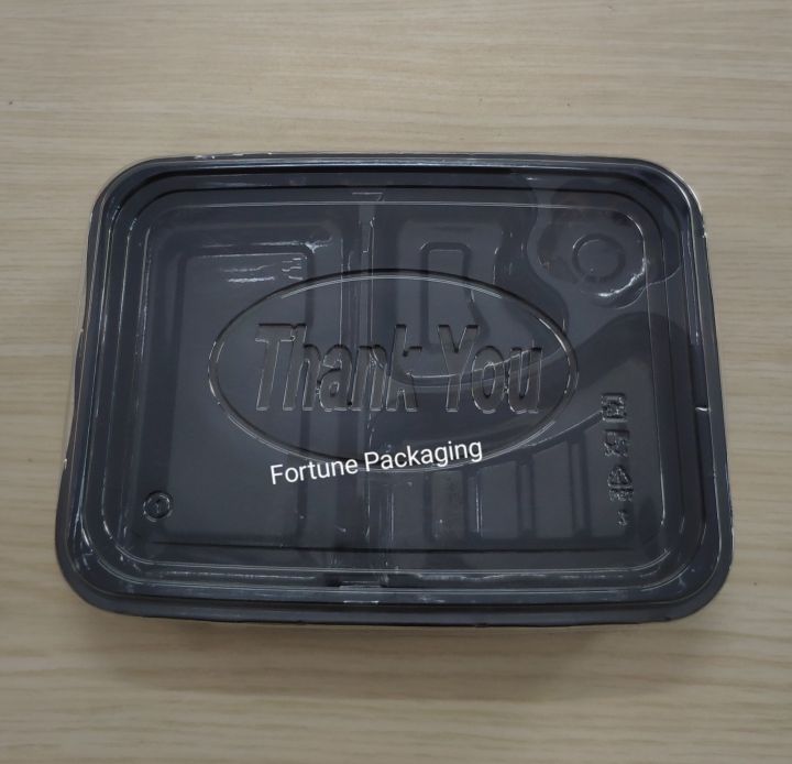 (Isi 50 pcs) Mika Bento Sekat 4 Tray Kotak Hitam Tebal Food Grade ...