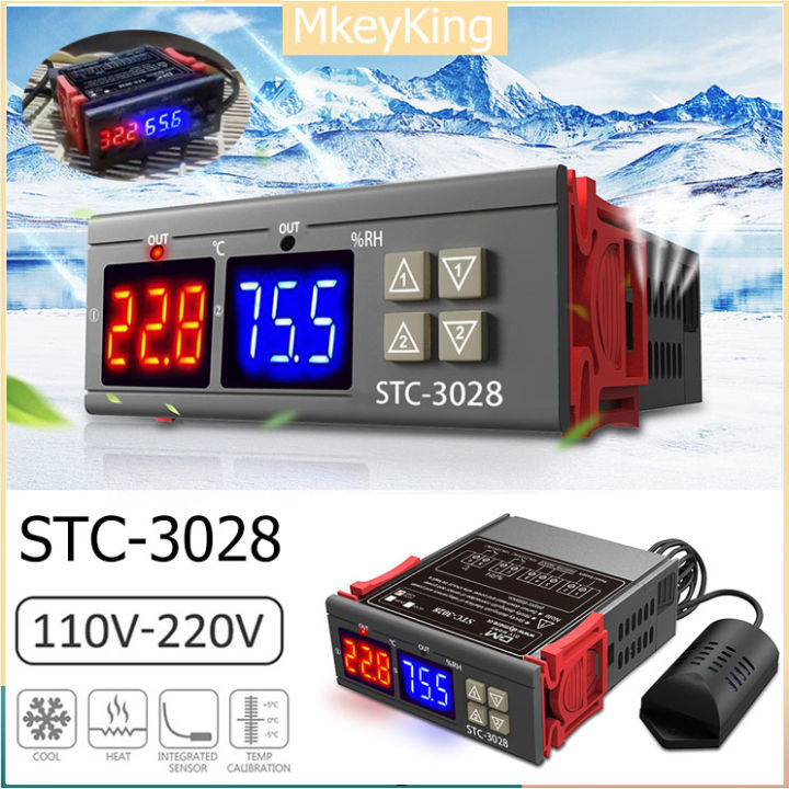 [จัดส่ง24ชม] STC-3028 เครื่องควบคุมอุณหภูมิและความชื้นแบบดิจิทัล AC110 ...