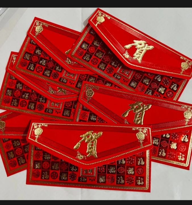 Angpao RED Pocket Lucky Money Envelope Long/Big THICK Embossed Foil ...