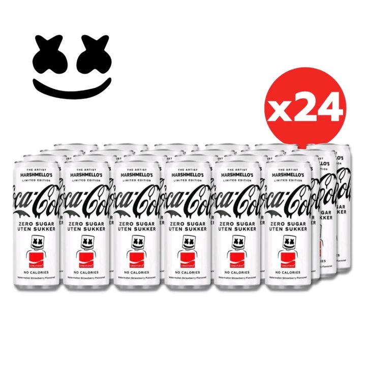💥ใหม่💥 COKE ZERO COCA-COLA โค้ก มาร์ชเมลโลส์ ซีโร่ 325ml x24 กระป๋อง ไม่มีน้ำตาล Marshmello โค ...