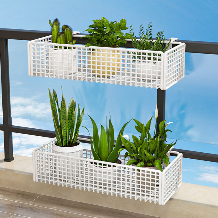 Balcony Hanging Plant Rack Adjustable Iron Art Windowledge Plant Stand ...