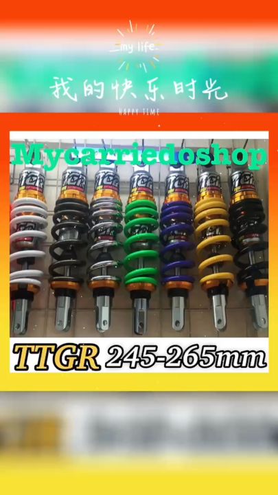 TTGR SHOCK MIO Lowered Rear Shock Absorber 245-255-265MM FOR MIO/BEAT/CLICK/SKYDRIVE/FINO/SCOOPY ...