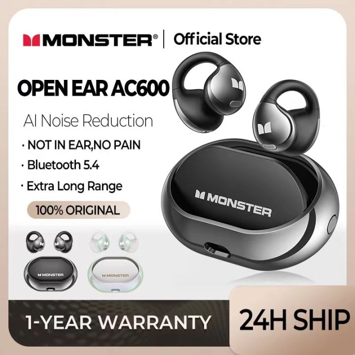 Monster Open Ear AC600 Headphones Ear Clip Bluetooth 5.4 Earphone Multi ...