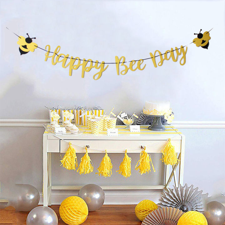 Happy Bee Day Banner for Honey Bee Birthday Baby Shower Gender Reveal ...