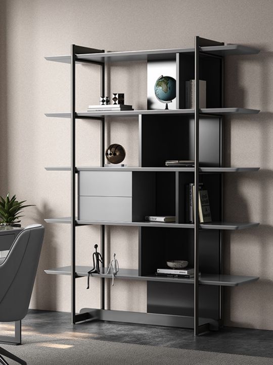 Italian Stainless Steel Bookshelf Simple Shelf Floor Living Room ...